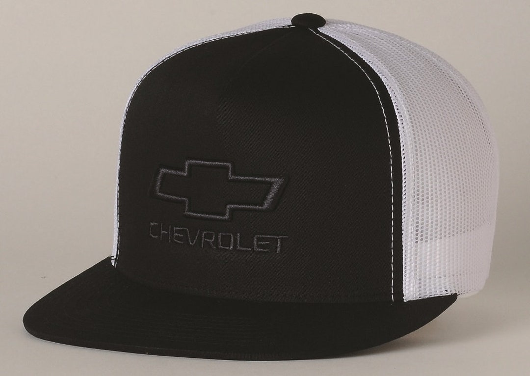 Chevy Bowtie Black and White Flat Bill Mesh Hat - Etsy