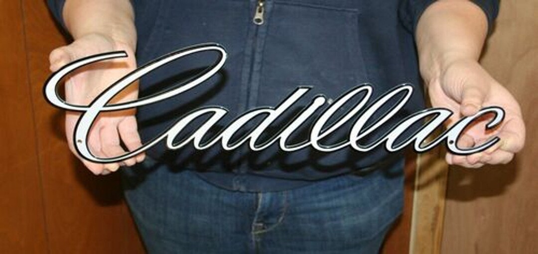 Cadillac Script Emblem Metal Sign - Etsy