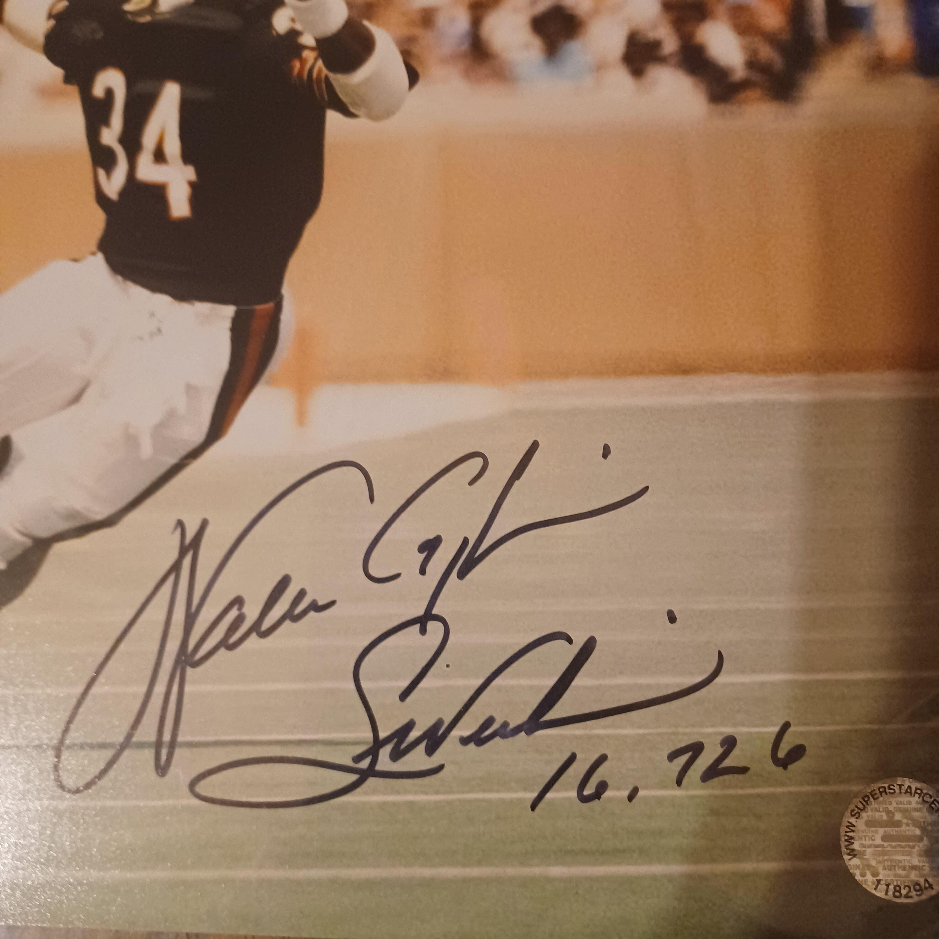 WALTER PAYTON 8x10 Auto Photo Signed/inscription sweetness 16,726 COA ...