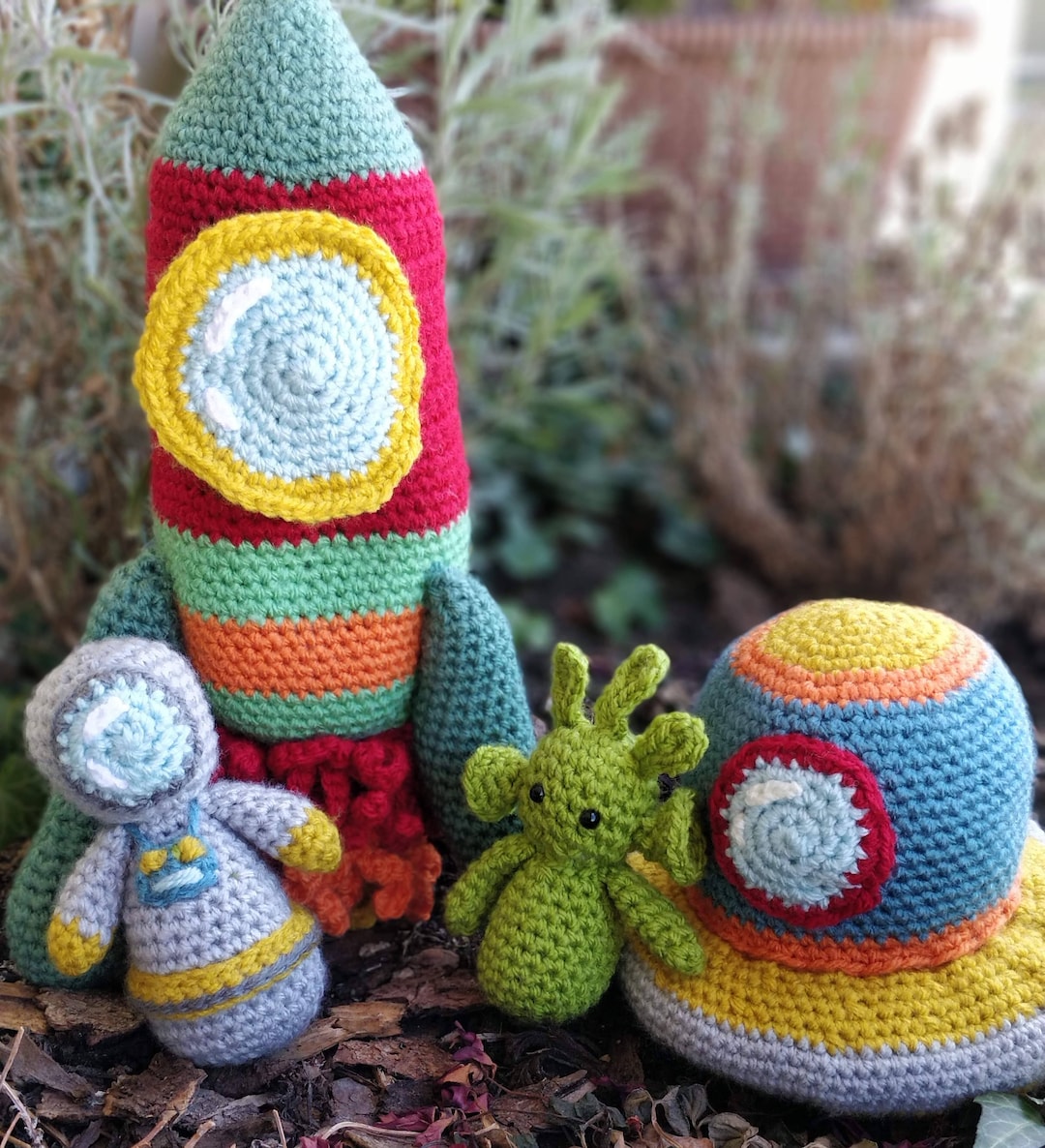 PATTERN ONLY Space Collection Crochet Astronaut Alien Spaceship Rocket ...
