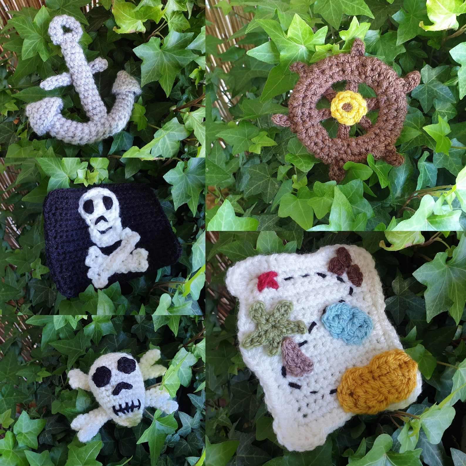 PATTERN ONLY Pirate Set Collection Crochet Amigurumi Anchor Flag Parrot ...