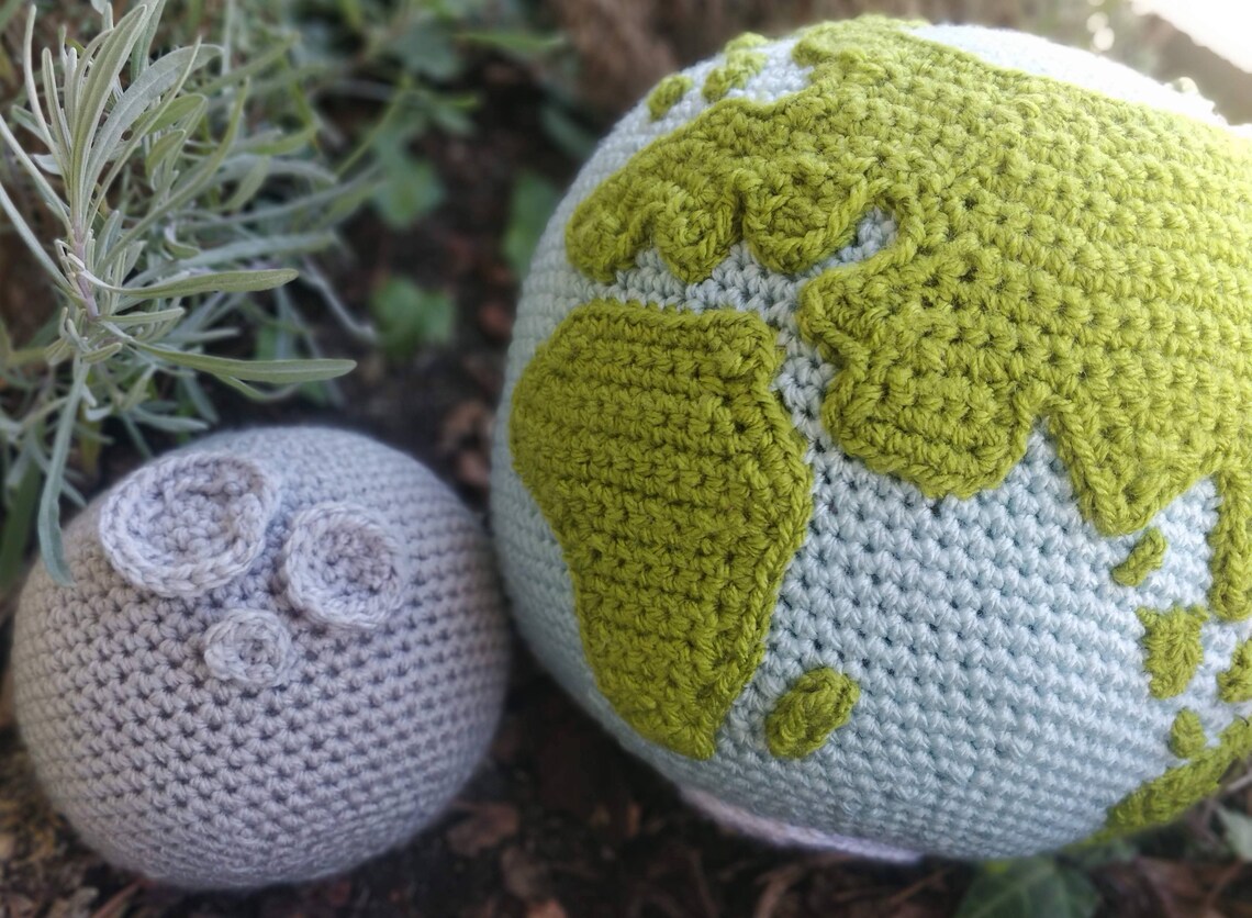 PATTERN ONLY Planet Earth Globe and Moon Amigurumi Crochet - Etsy