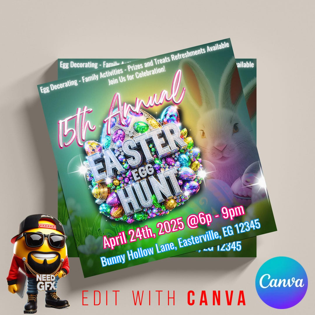 Editable Easter Egg Hunt Flyer V3 | Spring Event Flyer, Easter Egg Hunt ...