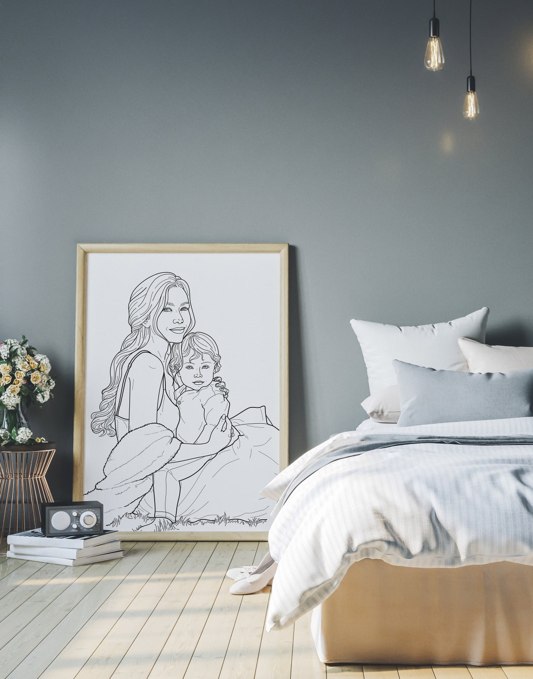 Personalized Family Portrait. Custom Personalized Wall Art for Her. - Etsy