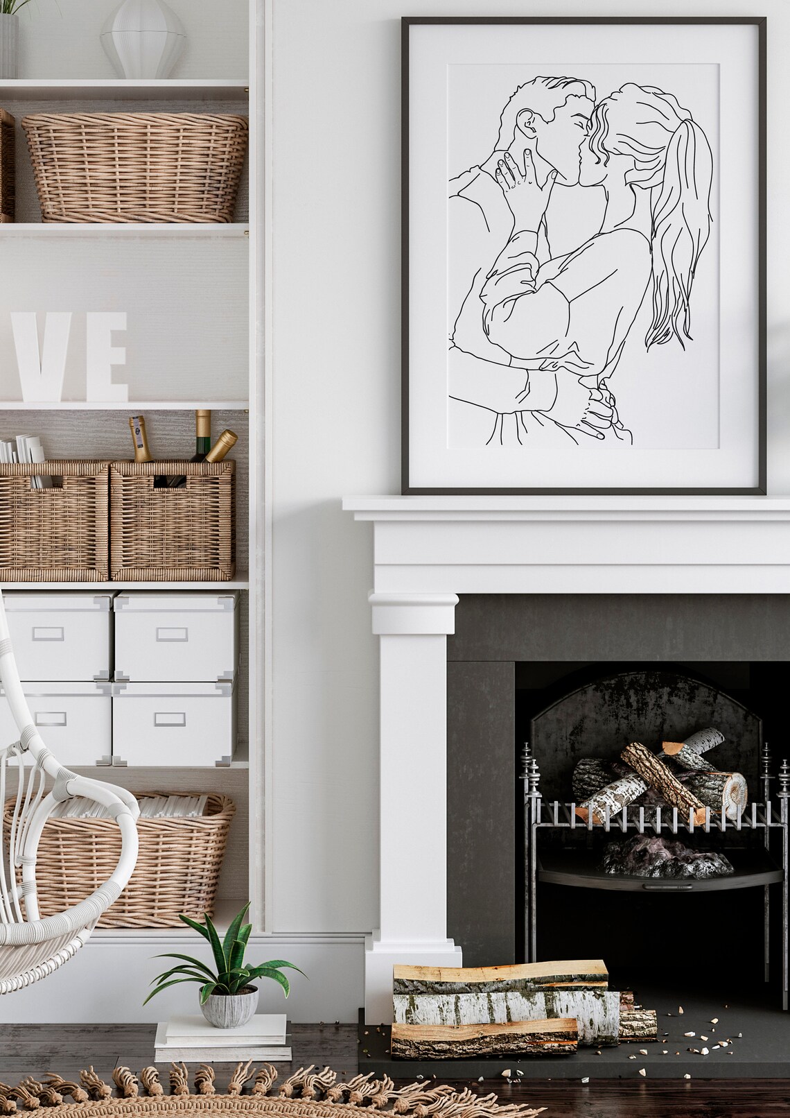 Custom Couple Portrait Minimalist Digital One Line Drawing. | Etsy