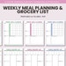 Weekly Meal Planner and Grocery List | DIY Menu Meal Planner | 8x5 X 11 ...