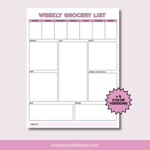 Weekly Meal Planner and Grocery List | DIY Menu Meal Planner | 8x5 X 11 ...
