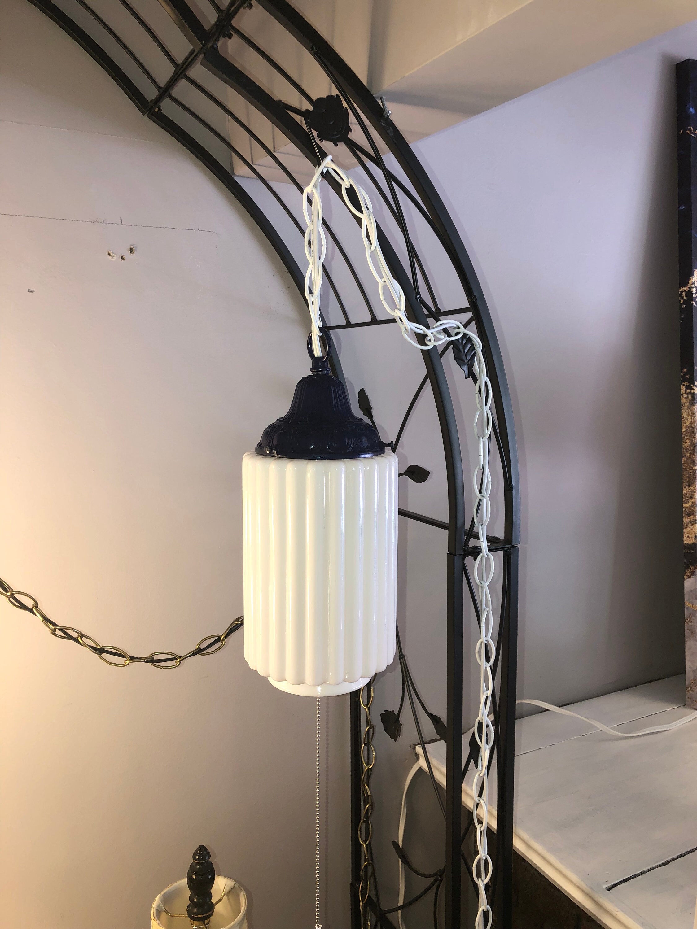 Blue Moon Art Deco Swag Lamp - Etsy