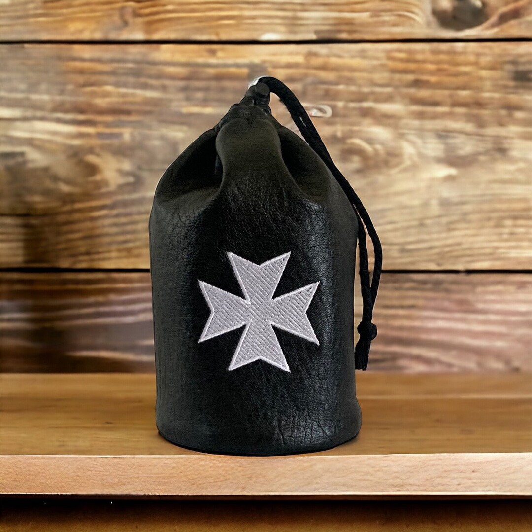 Deluxe Faux Leather Knight Templars Army Large Standing Black Dice Bag Embroidered Symbol - Etsy