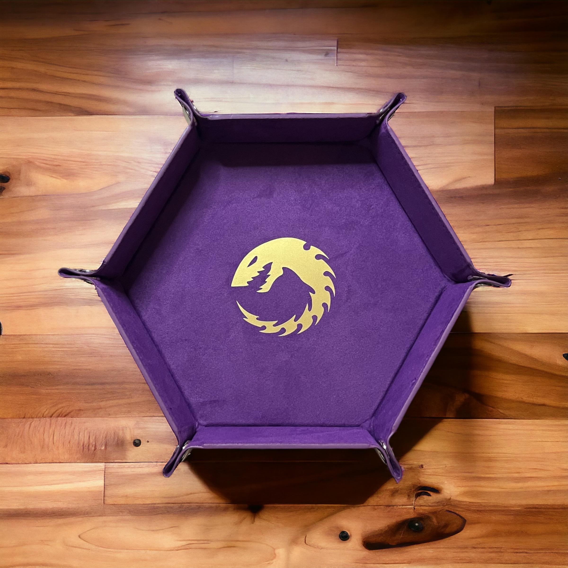 Bugs Army Purple Folding Hexagon Dice Tray - PU Leather and Soft Velvet ...