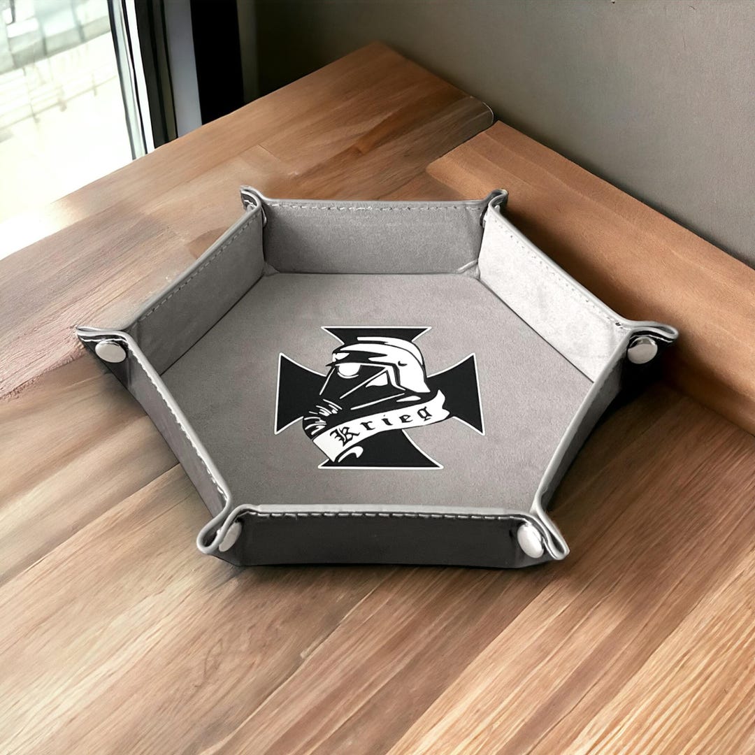 Death K.O.K. Army Grey Folding Hexagon Dice Tray - PU Leather and Soft ...