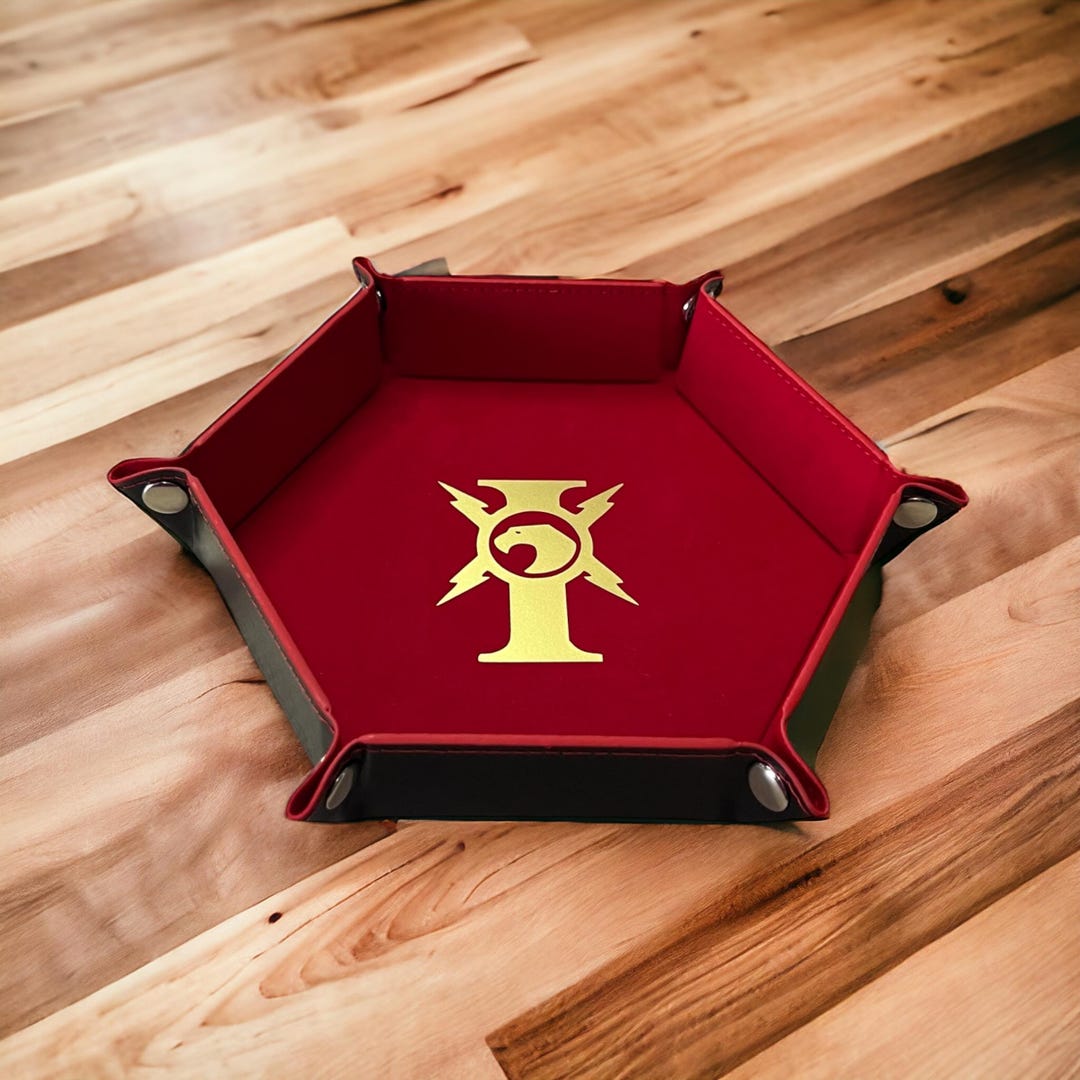 Golden Eagle Army Red Folding Hexagon Dice Tray - PU Leather and Soft ...
