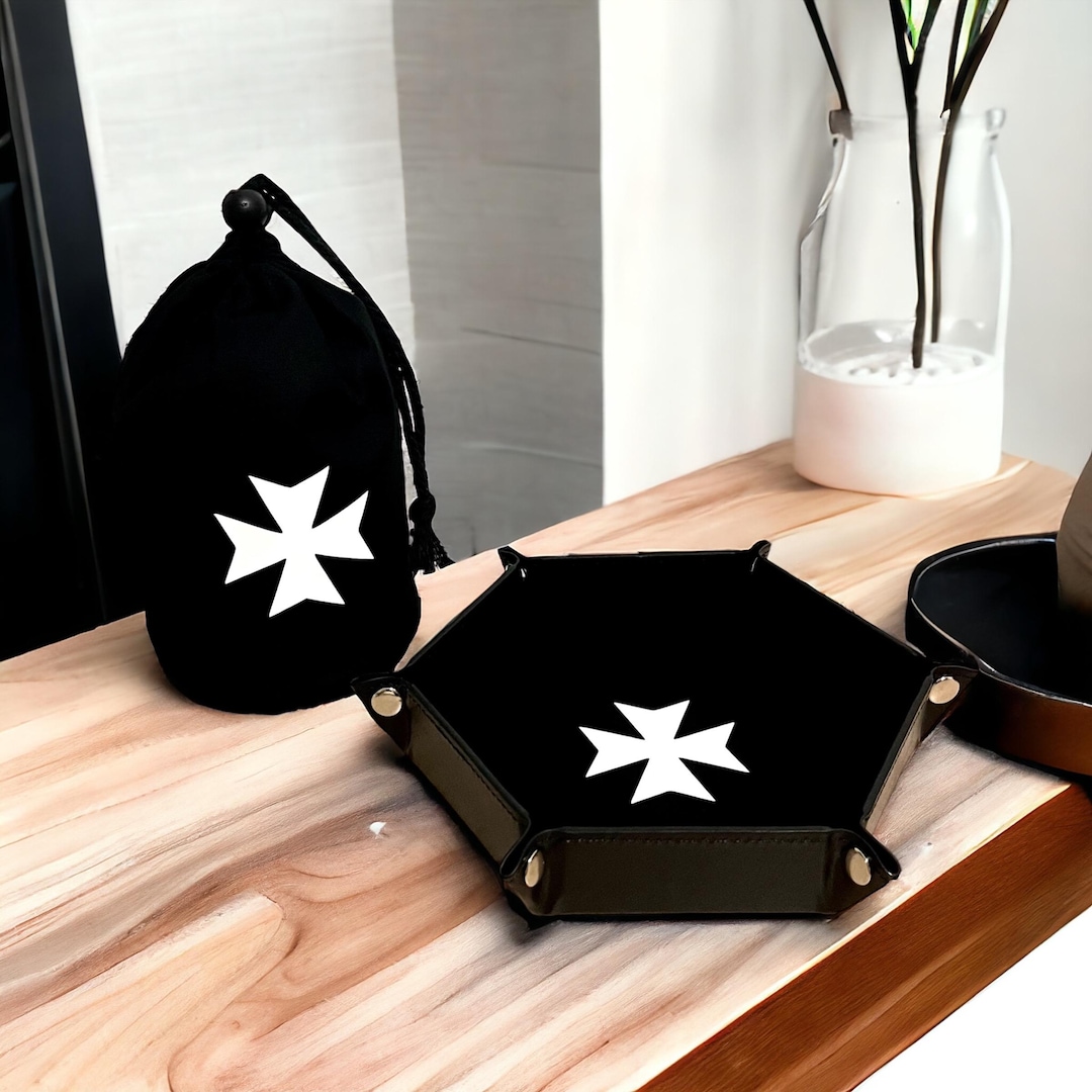 Knight Templars Army Large Standing Black Dice Bag & Folding Hexagon ...