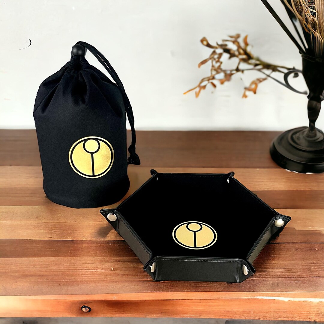 Fishmen Army Black Large Standing Dice Bag & Folding Hexagon Dice Tray ...
