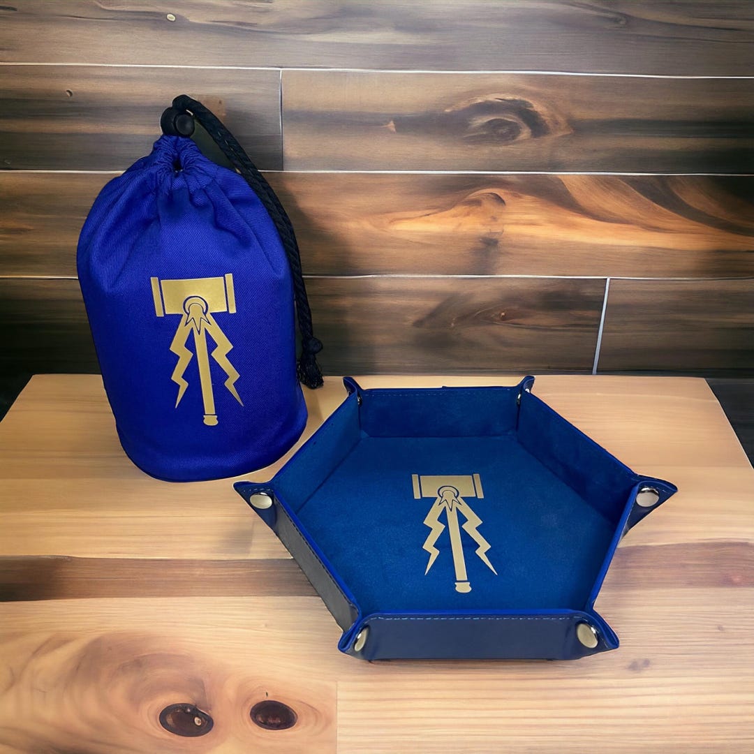 Sigmarines Army Royal Blue Large Standing Dice Bag & Folding Hexagon ...