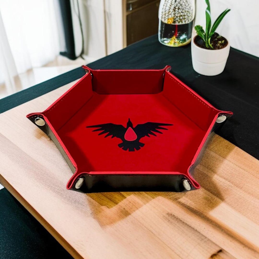 Red Raven Army Red Folding Hexagon Dice Tray - PU Leather and Soft ...