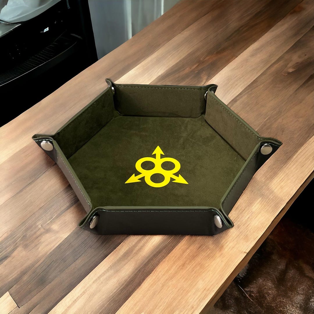 Plague God Army Military Green Folding Hexagon Dice Tray - PU Leather ...