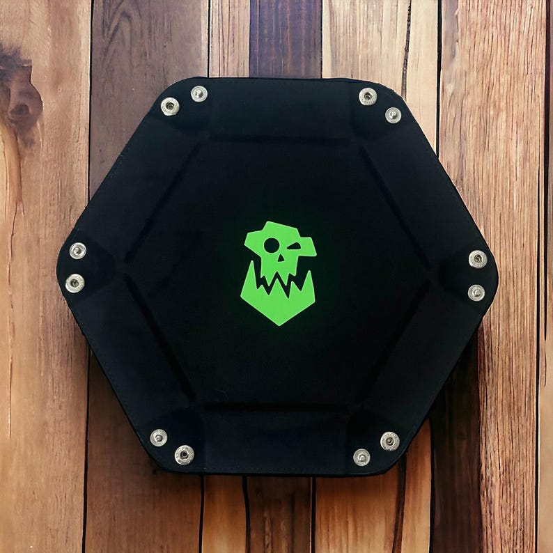 Ork Army Large Standing Black Dice Bag & Folding Hexagon Dice Tray ...