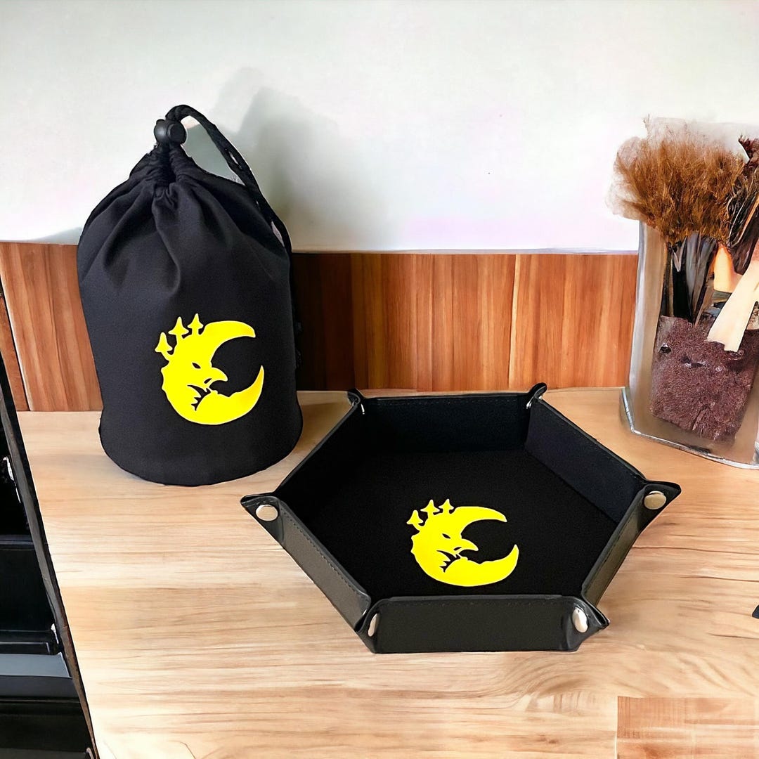 Grots Army Large Standing Black Dice Bag & Folding Hexagon Dice Tray ...