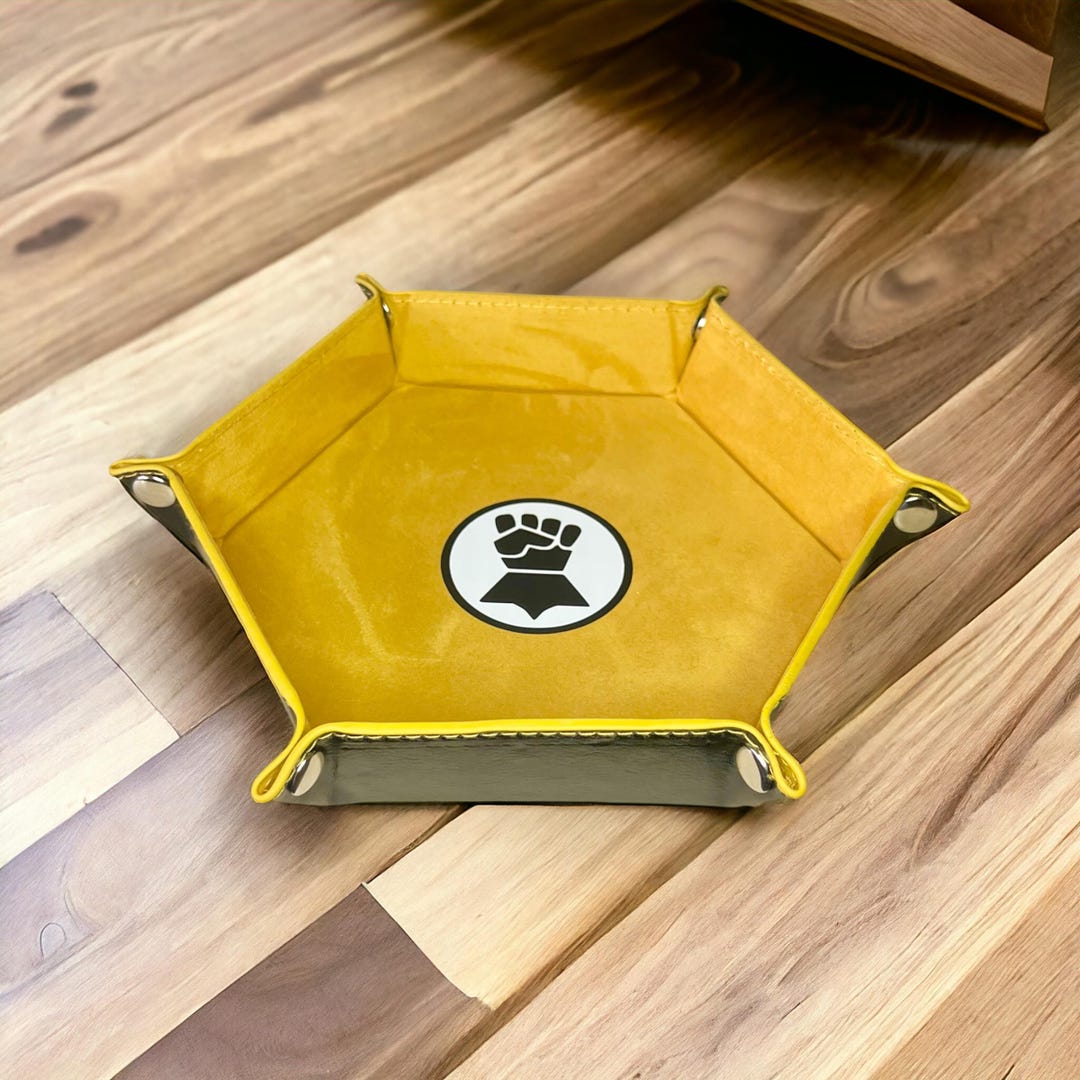 Yellow Fists Army Yellow Folding Hexagon Dice Tray - PU Leather and ...