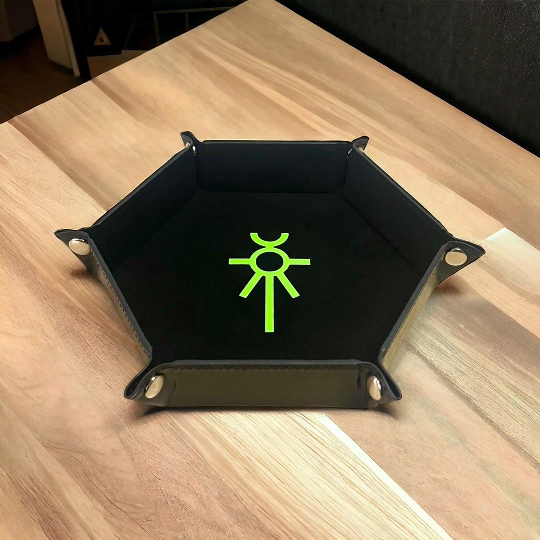 Space Terminators Army Black Folding Hexagon Dice Tray - PU Leather and ...
