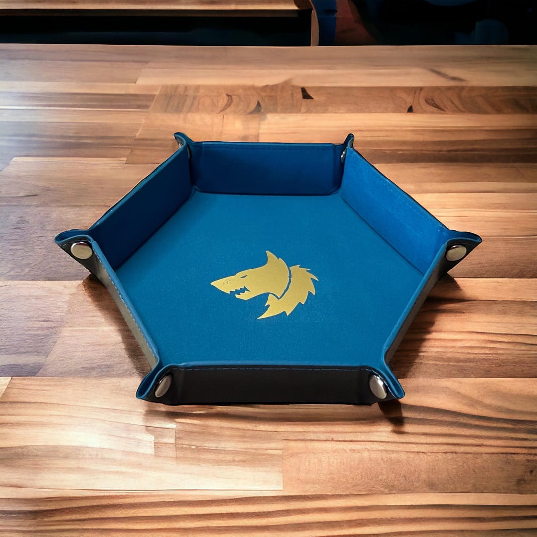 Wolf Marines Army Turquoise Folding Hexagon Dice Tray - PU Leather and ...