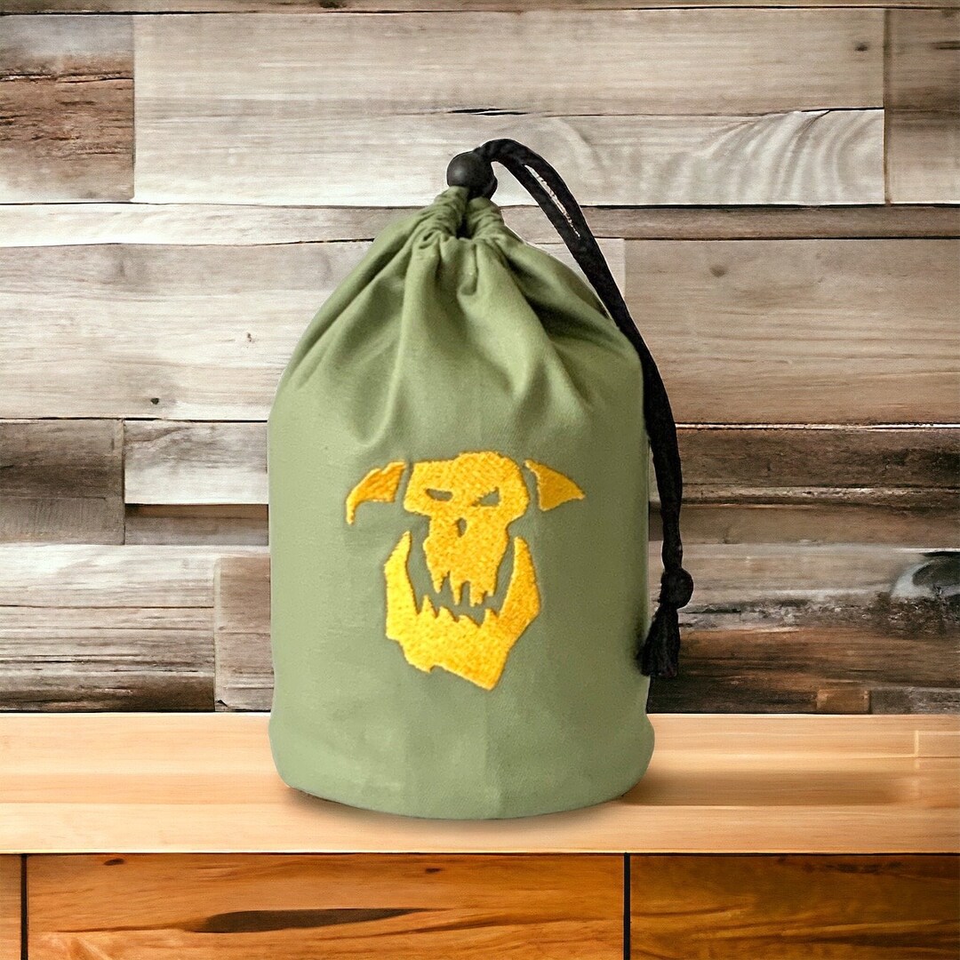 Ork Clan Olive Green Large Standing Dice Bag - Embroidered Symbol - Etsy