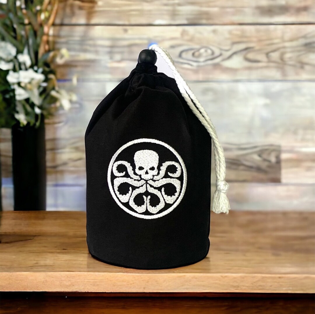 Hydra Large Standing Black Dice Bag - Embroidered Symbol - Etsy