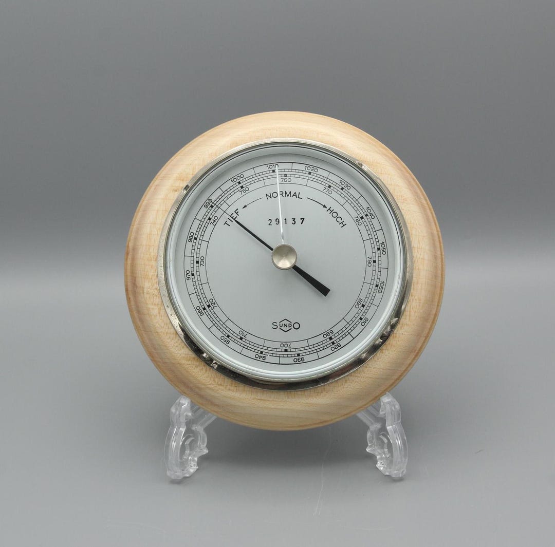 Sundo Aneroid Compensated Barometer German Light Wood Surround Vintage ...