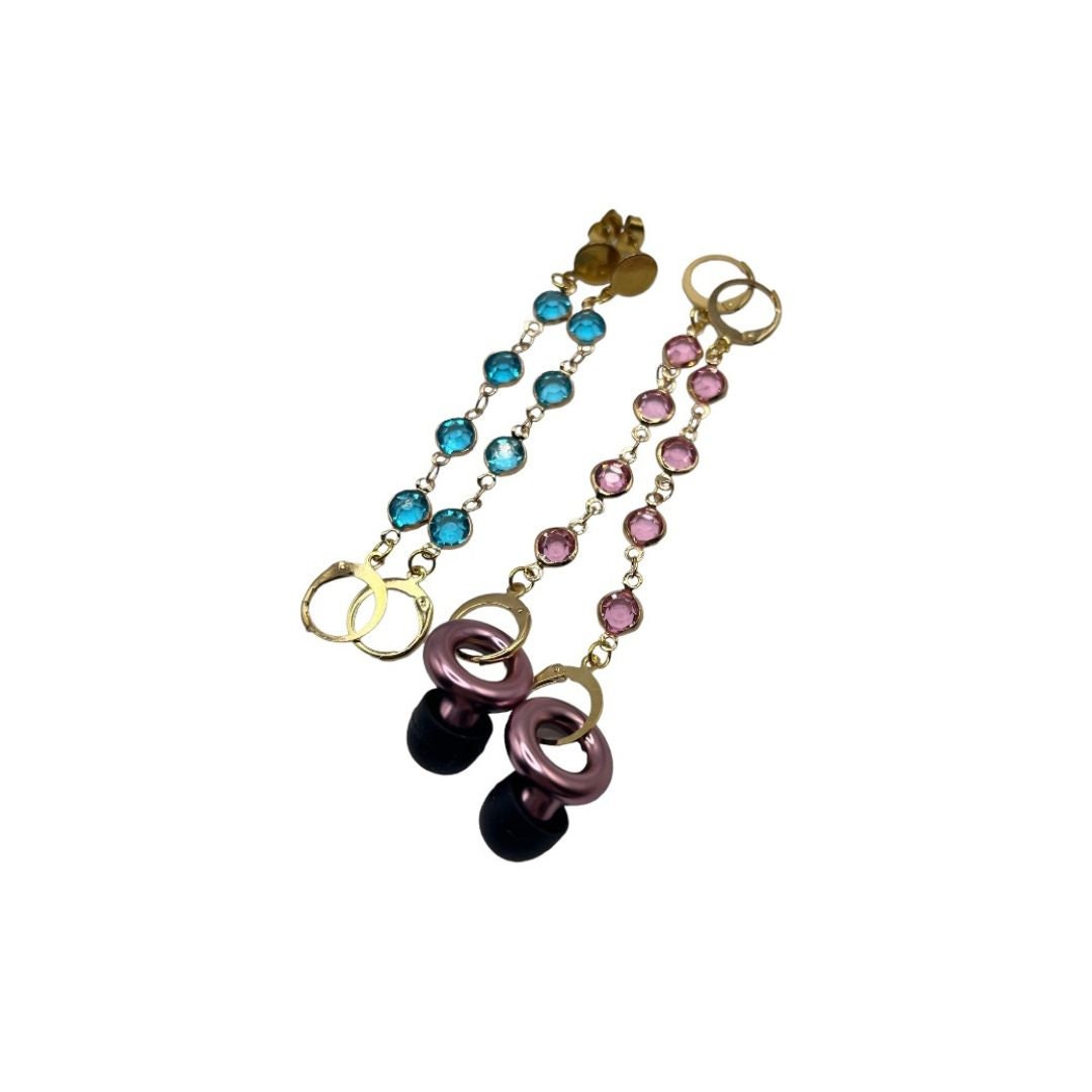 Pair of Gem Earrings for Loop Earplugs | Gold Coloured Metal | Ball or ...