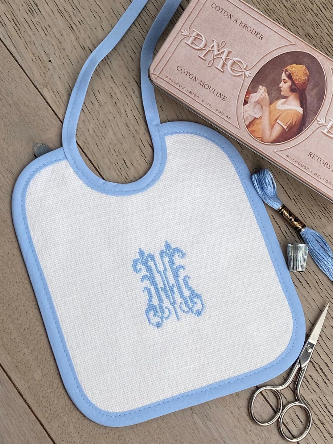 Monogram Baby Bib,cotton Bib,monogrammed Baby Bib,vintage Dribble ...