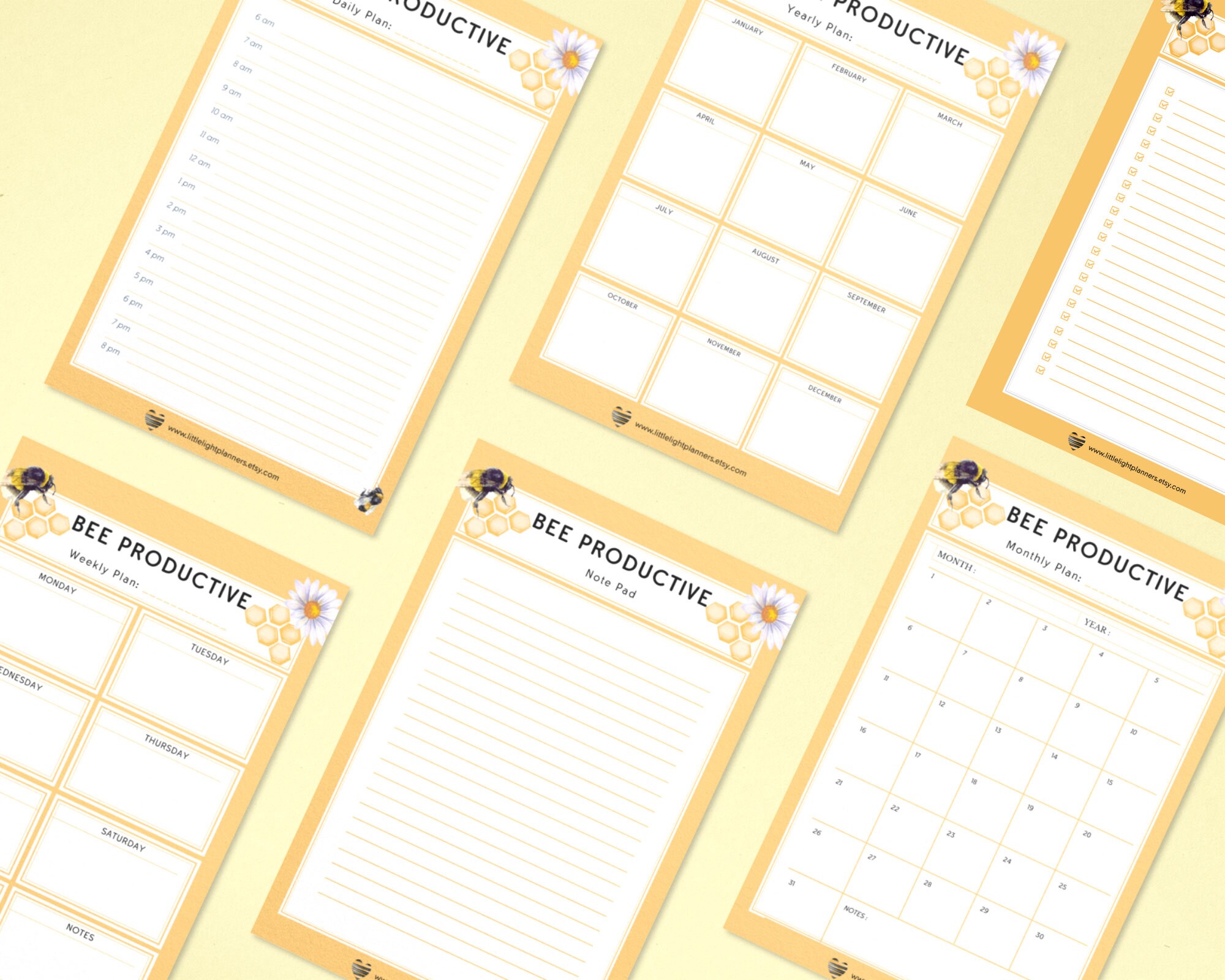 PRINTABLE BEE Productive PLANNER, Day Week Month Year, Lists, Notepaper ...