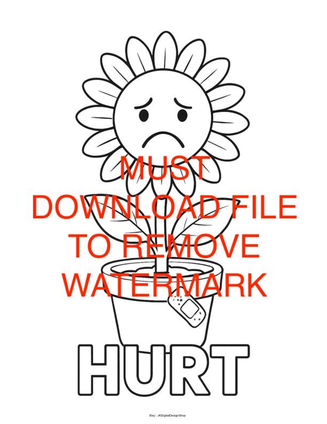 Sunflower Coloring Page for Learning Emotions - Hurt - Etsy