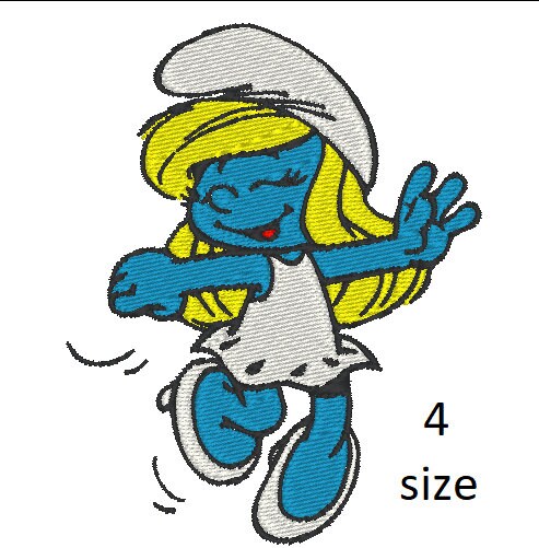 Girl Smurf Digitized Filled Machine Embroidery Design Digital Download ...