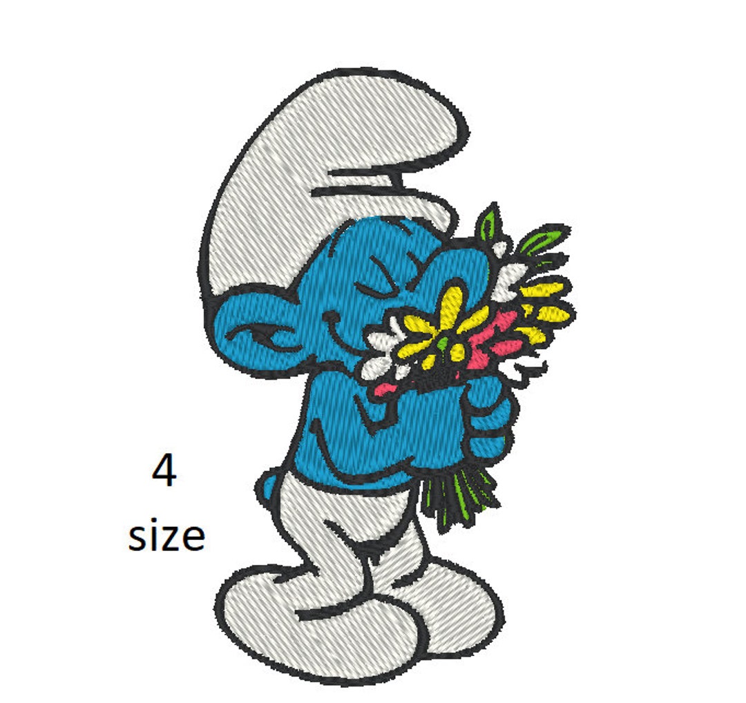 Smurf Flower Digitized Filled Machine Embroidery Design Digital ...