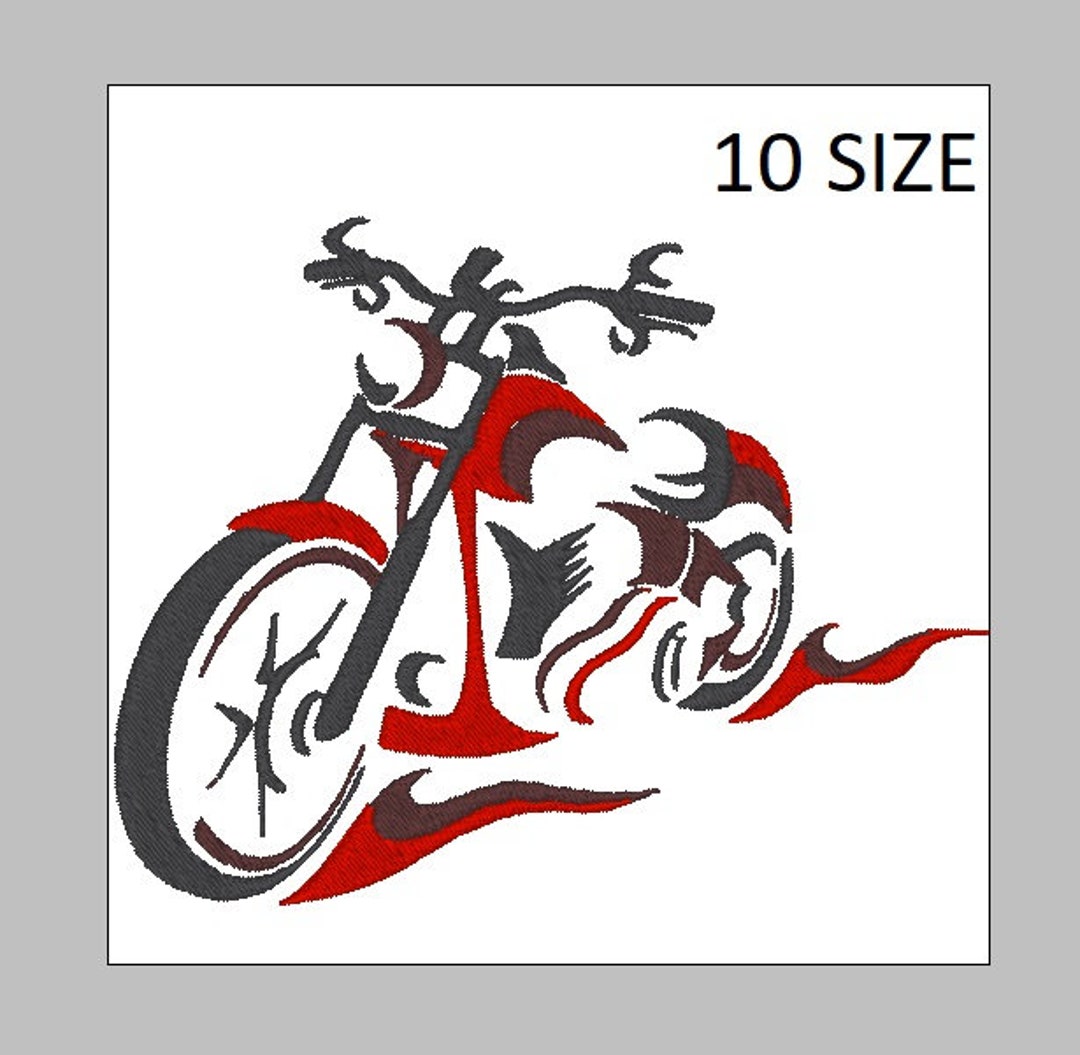 Motorcycle Digitized Filled Machine Embroidery Design Digital Download ...