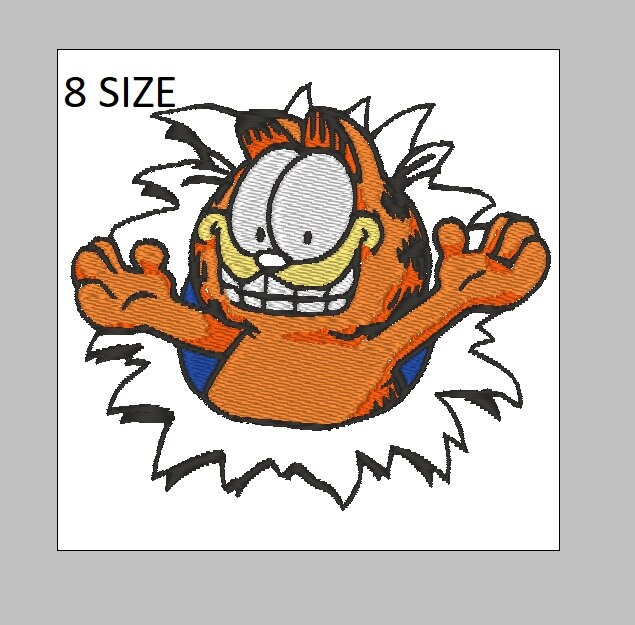 Garfield Digitized Filled Machine Embroidery Design Digital Download - Etsy