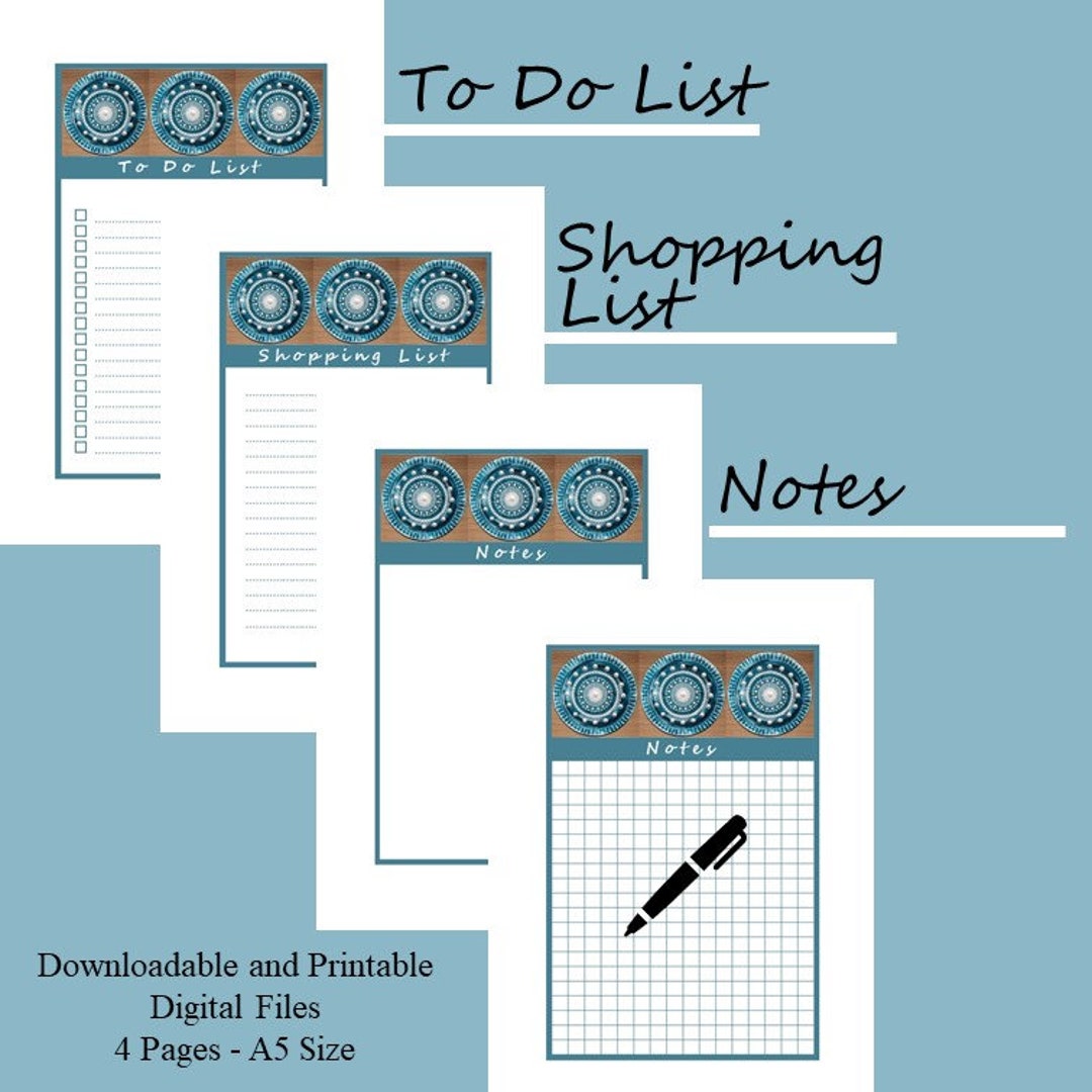 DIGITAL Mantô Printable to Do List/shopping List/notes Planners English ...