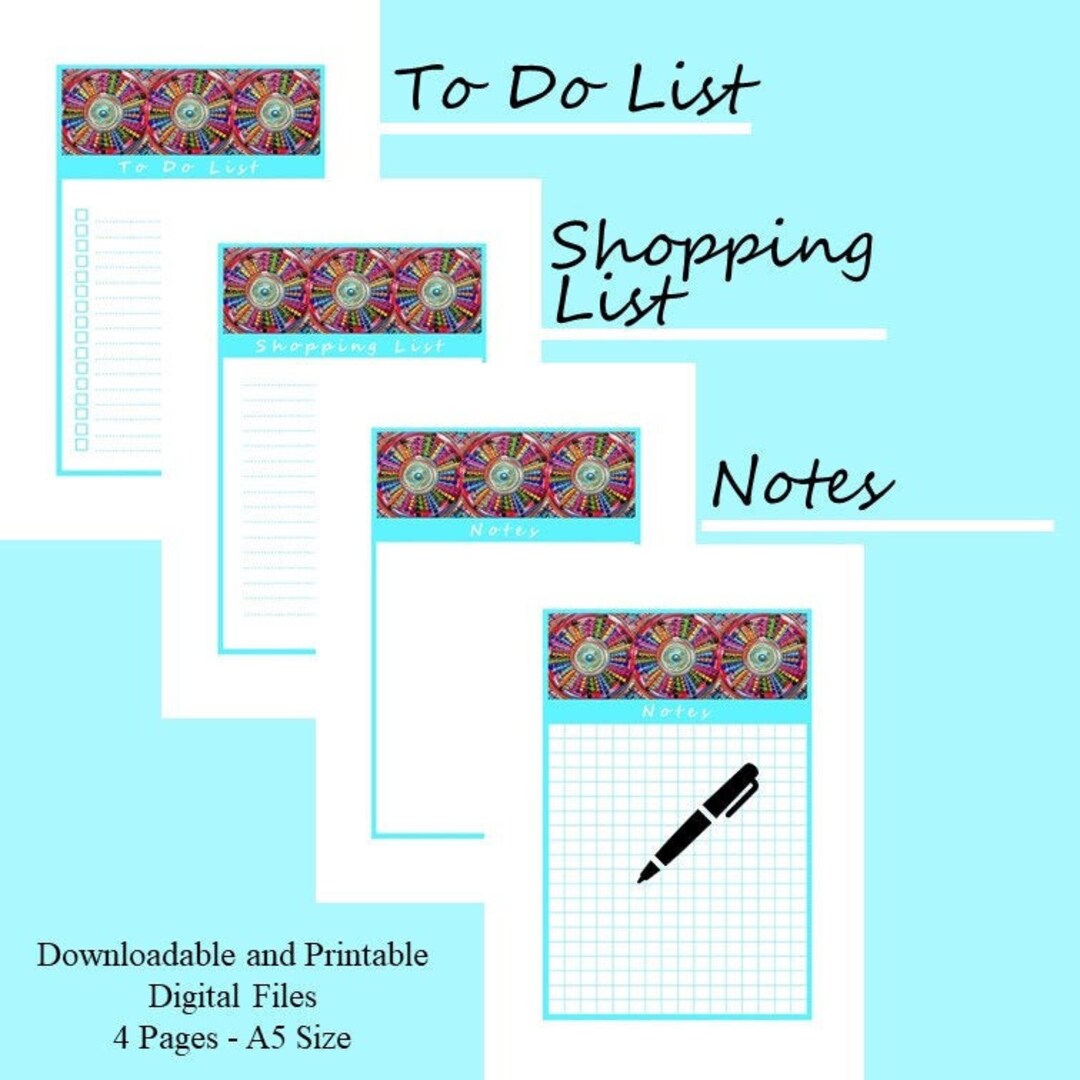 DIGITAL Mantô Printable to Do List/shopping List/notes Planners English ...
