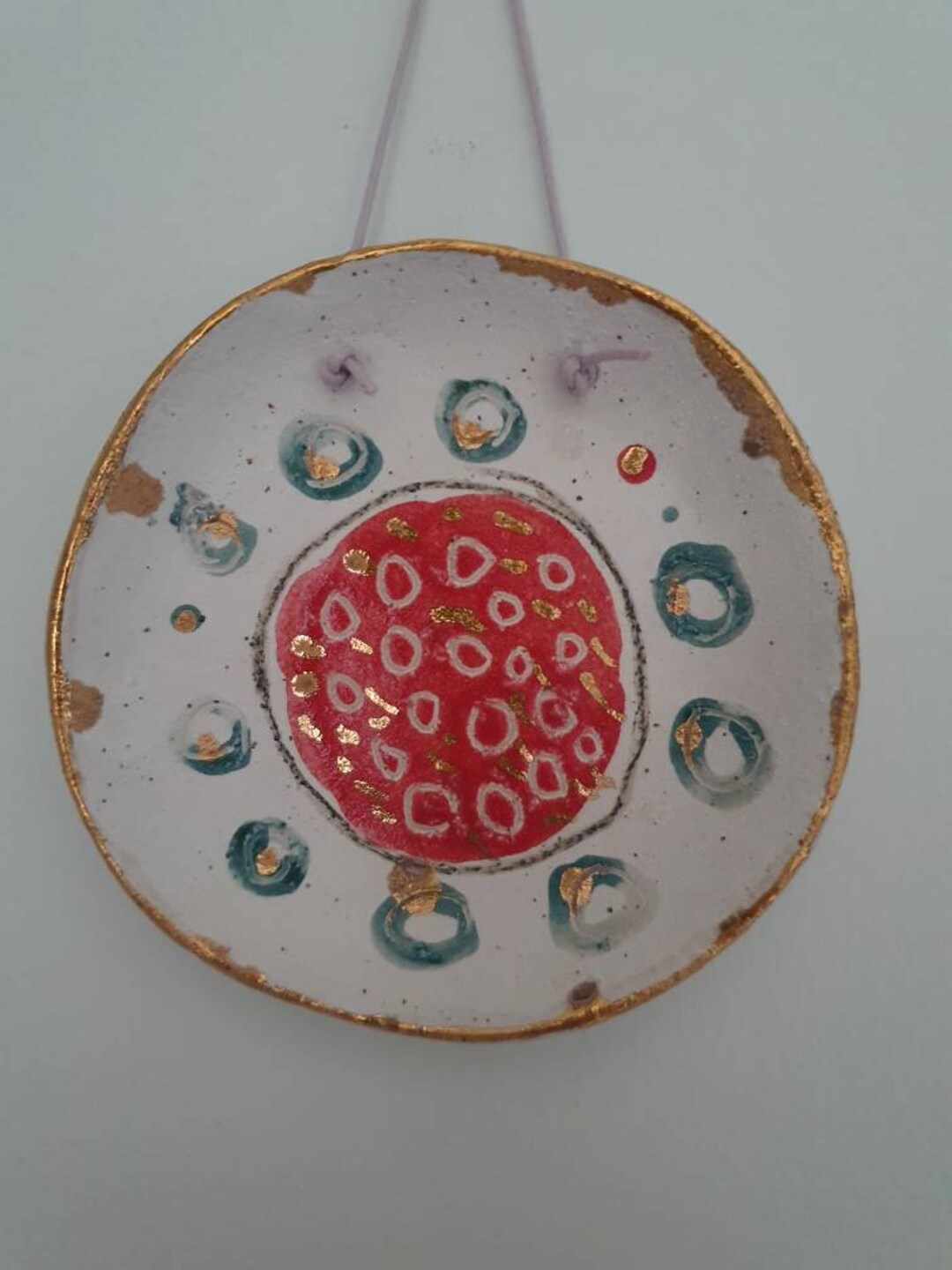 Handmade Hanging Ceramic Plate With Gold and Abstract Detail - Etsy