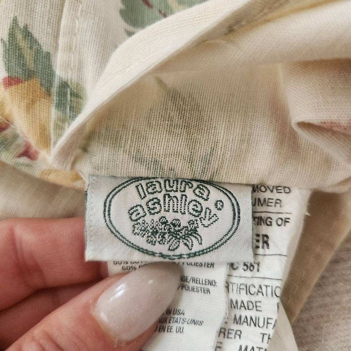 Laura Ashley Vintage Floral Pillow Shams Cream With Sage Green Trim - Etsy