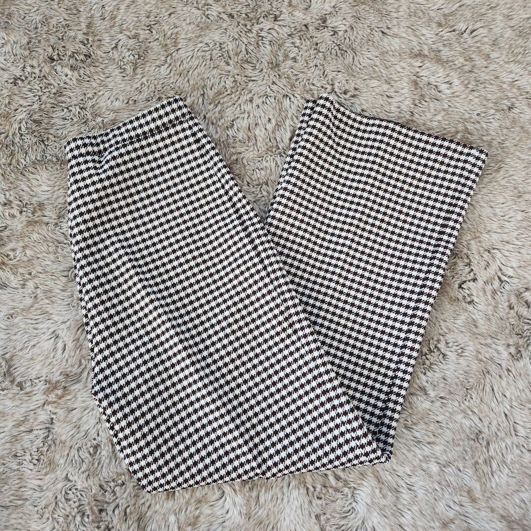 Cape Cod Match Mate Vintage 1970s Houndstooth Brown Wide Leg Pants Size ...
