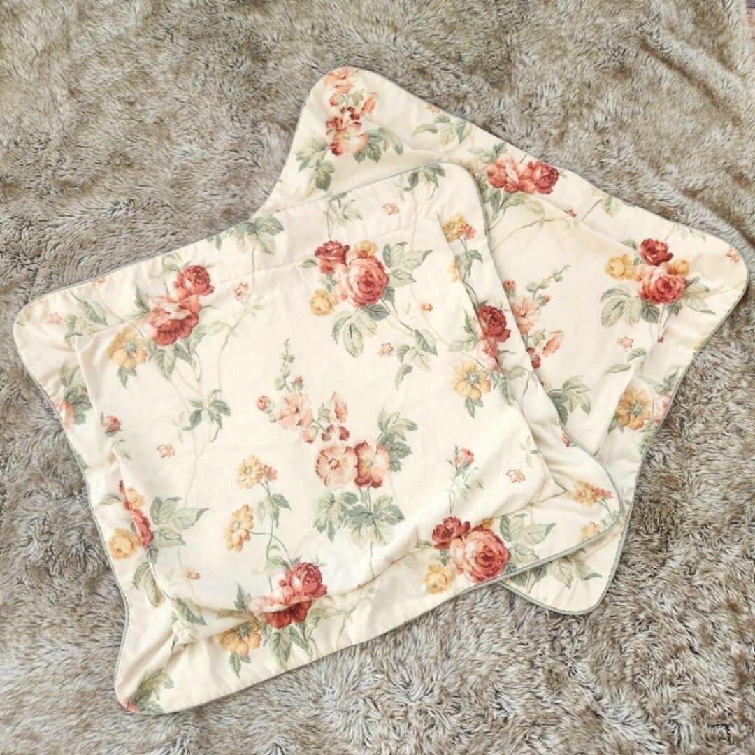 Laura Ashley Vintage Floral Pillow Shams Cream With Sage Green Trim - Etsy