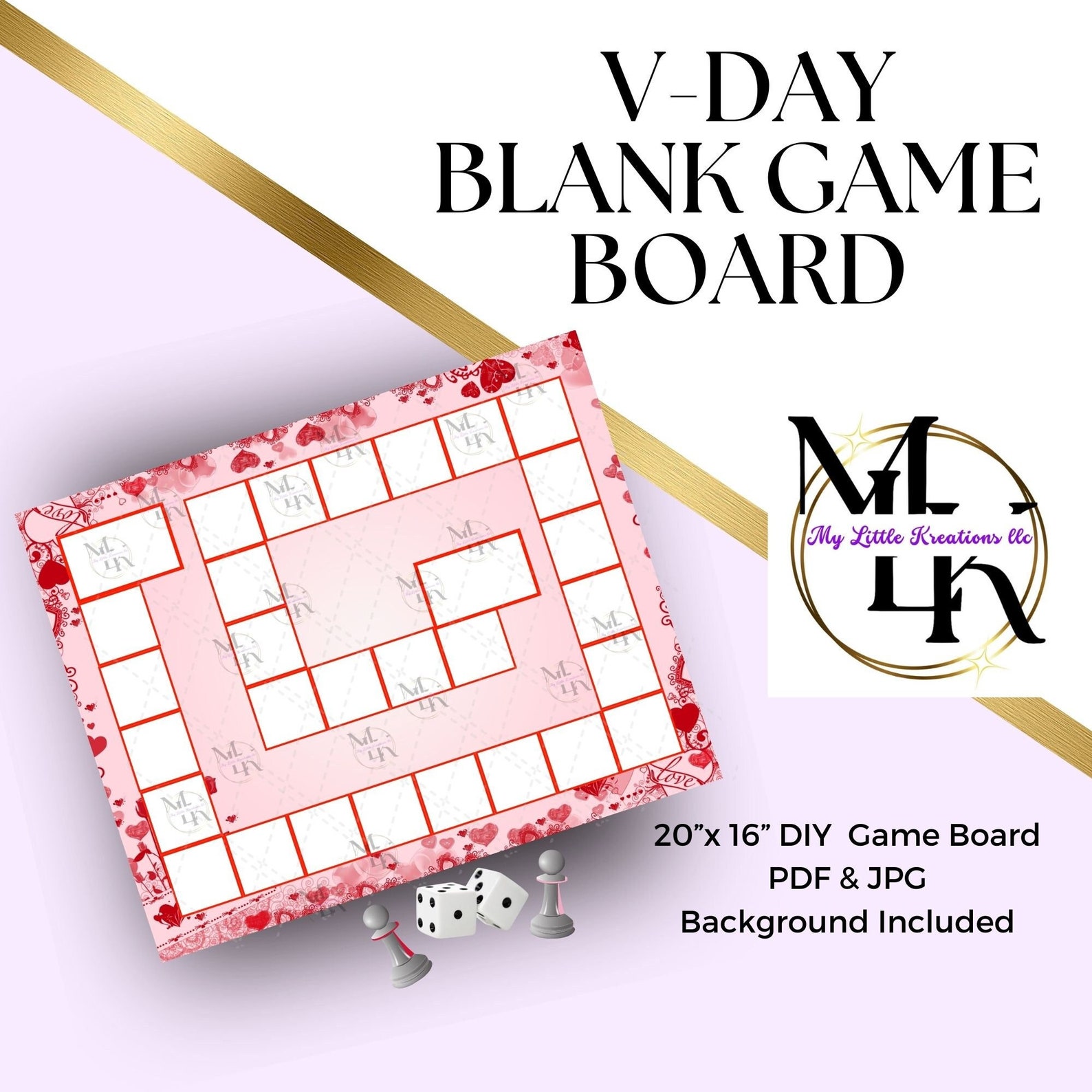 Valentine’s Day Blank DIY Heart Game Board Template - Etsy