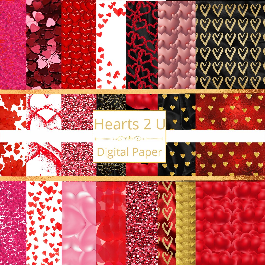 The Ultimate Valentine’s Day Heart Patterned Background Digital Paper ...