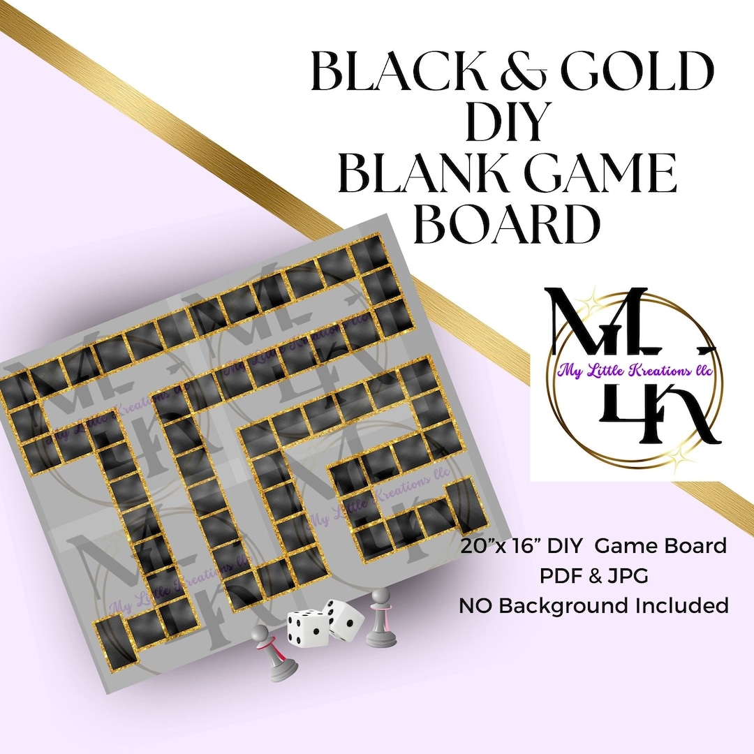 Black and Gold Blank DIY Board Game Tiles Template - Etsy