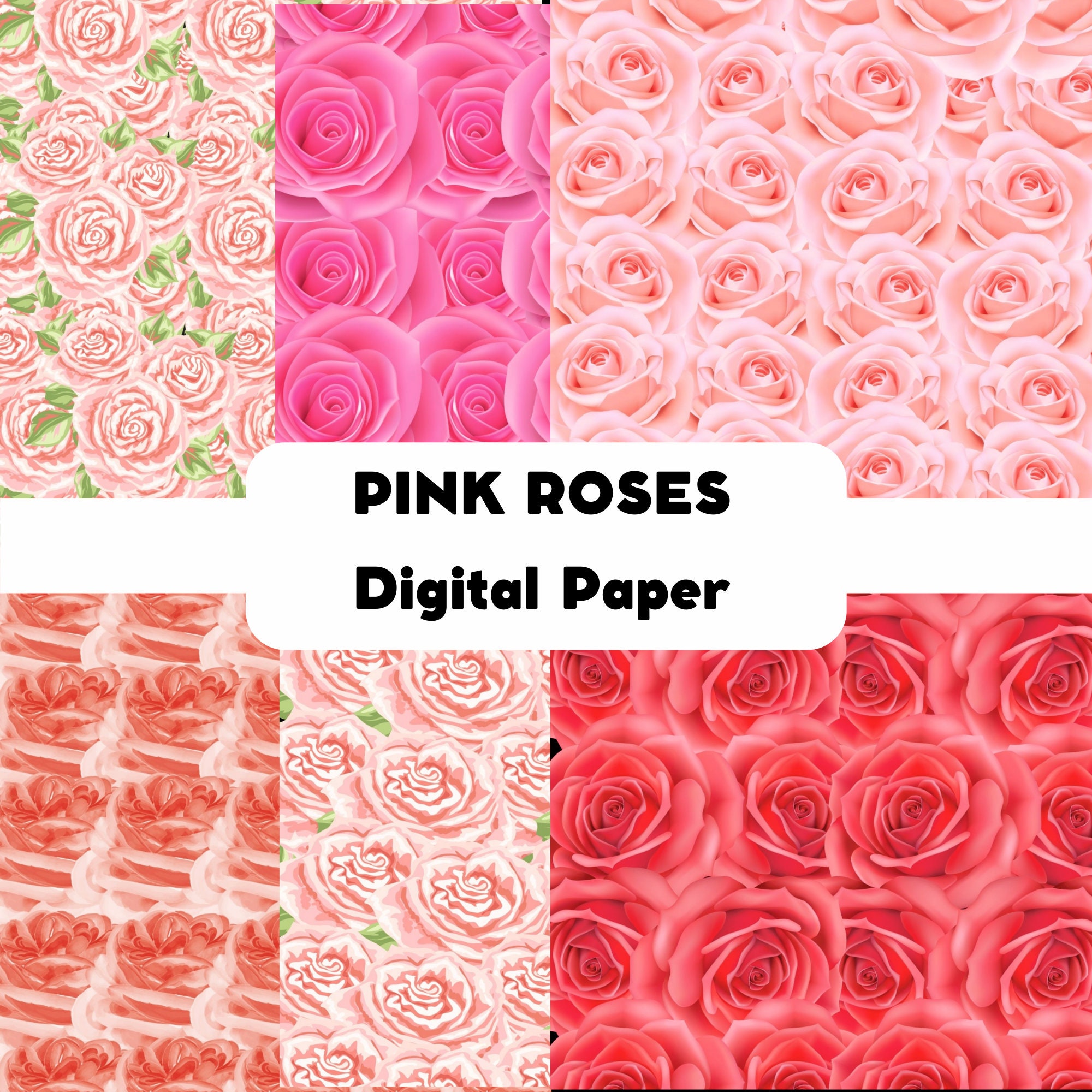 Pink Roses Digital Paper - Etsy