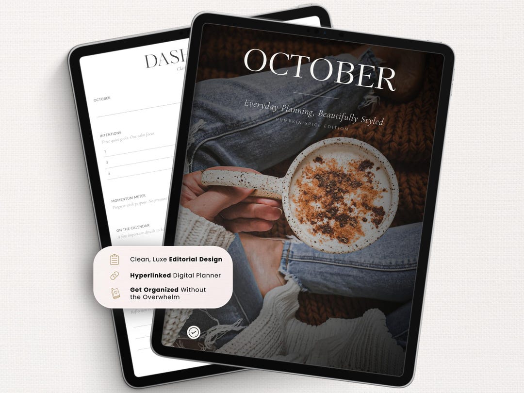 October Editorial Digital Planner | Hyperlinked Monthly Planner for ...