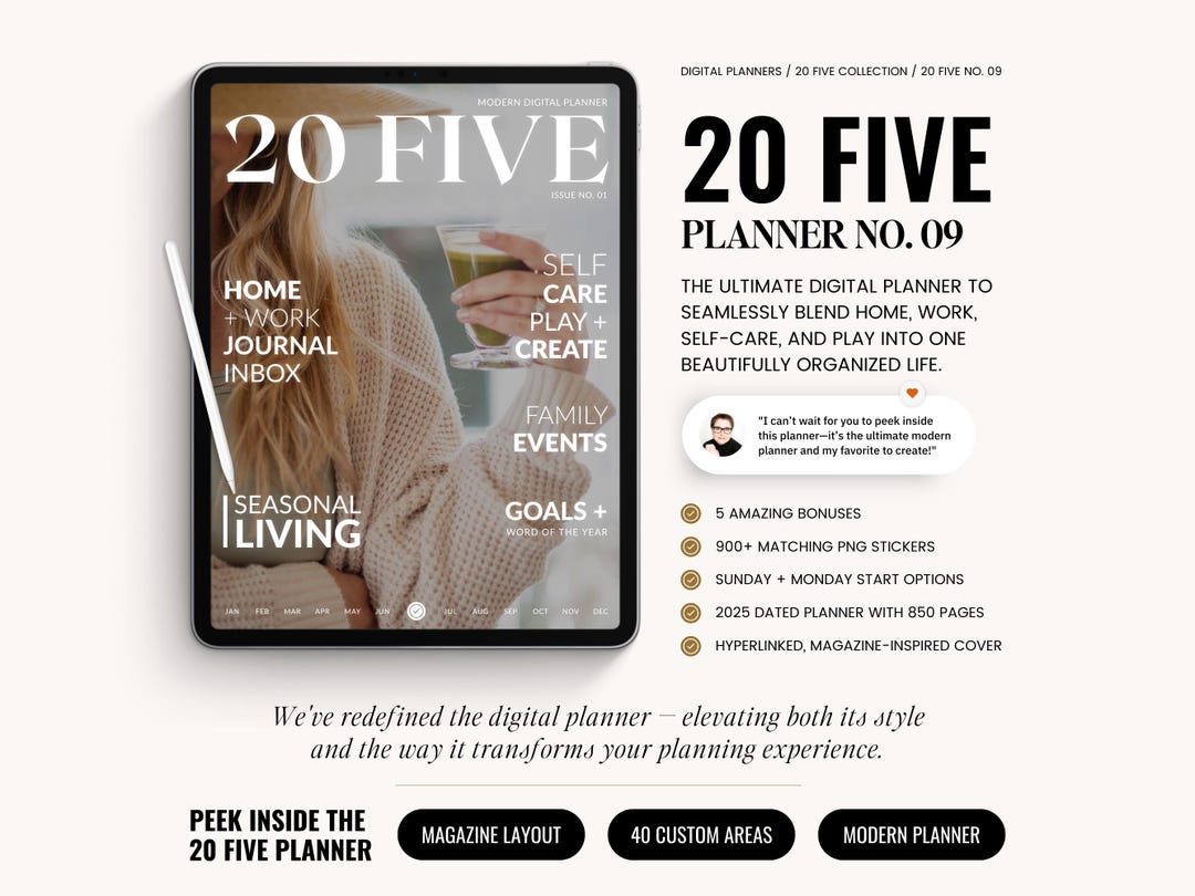 Magazine Inspired Modern 2025 Digital Planner by Click 2 Plan All-in ...