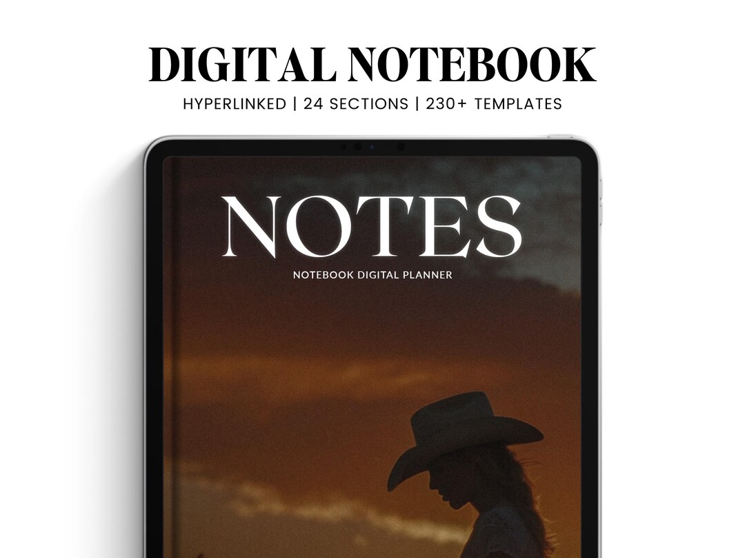 Notebook Digital Planner 24 Hyperlinked Sections, 230 Digital Insert ...